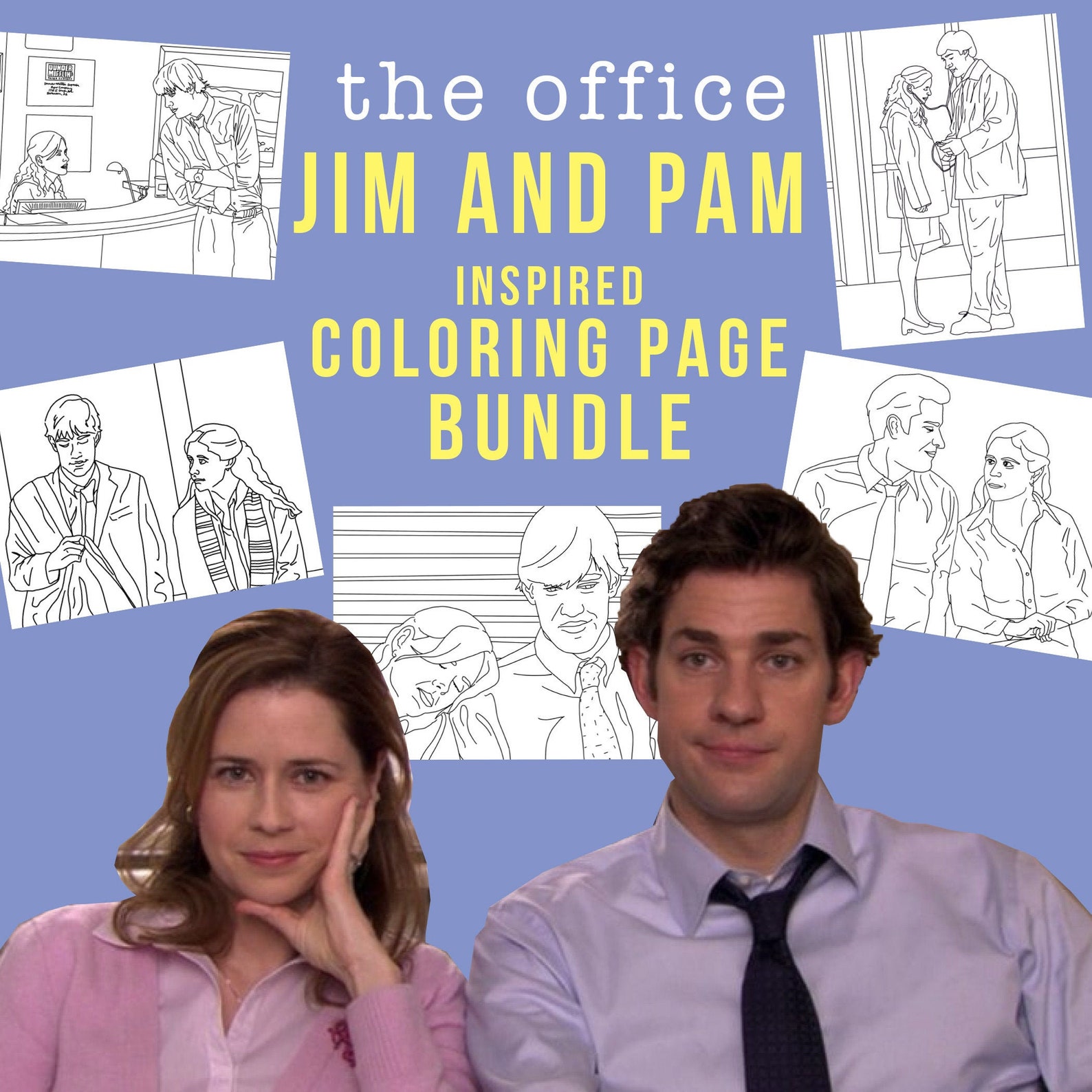 The Office's Jim and Pam Inspired Coloring Sheets Bundle - Etsy Israel
