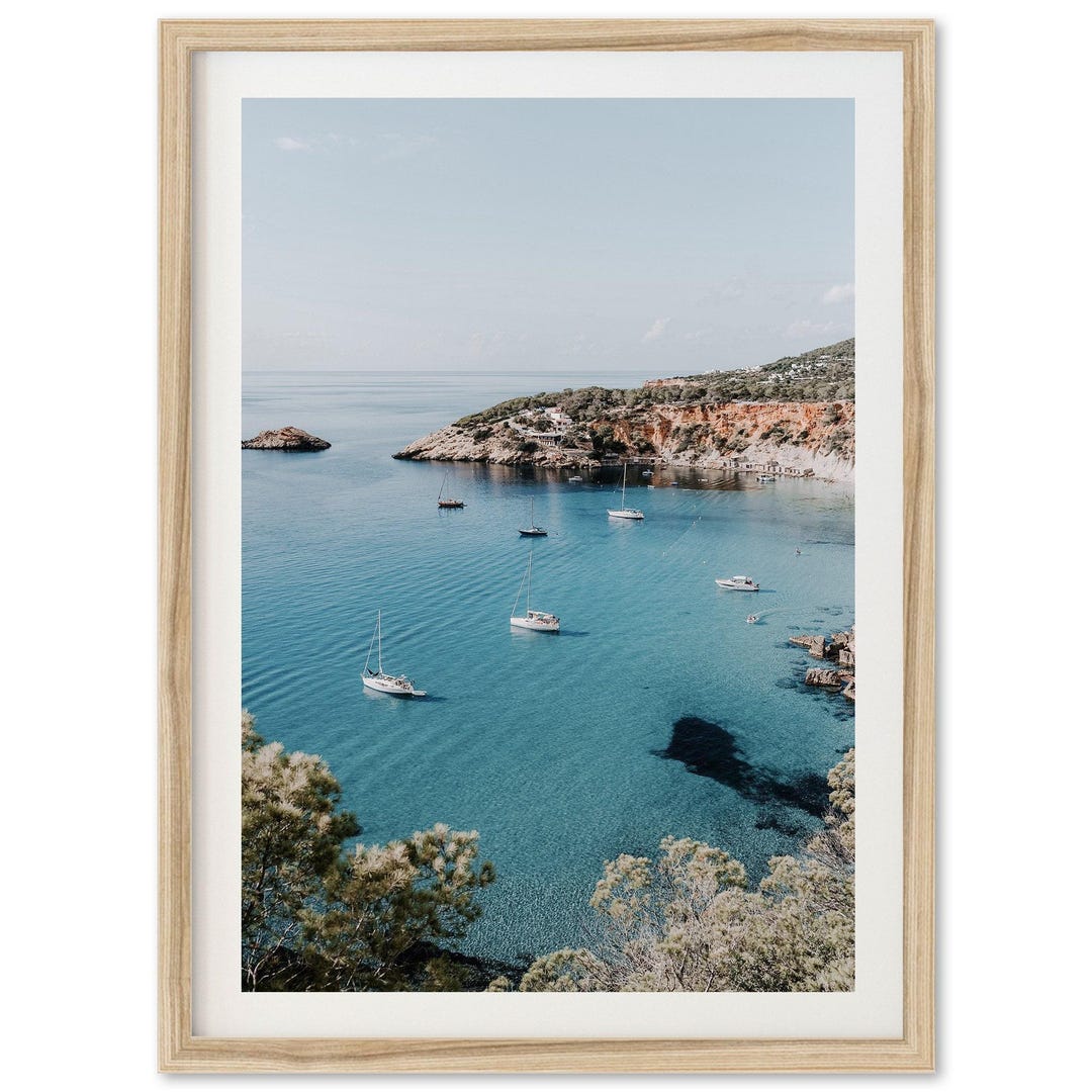 Framed Coastal Beach Fine Art Print | Ibiza Sailing Boats, Ocean Wall ...