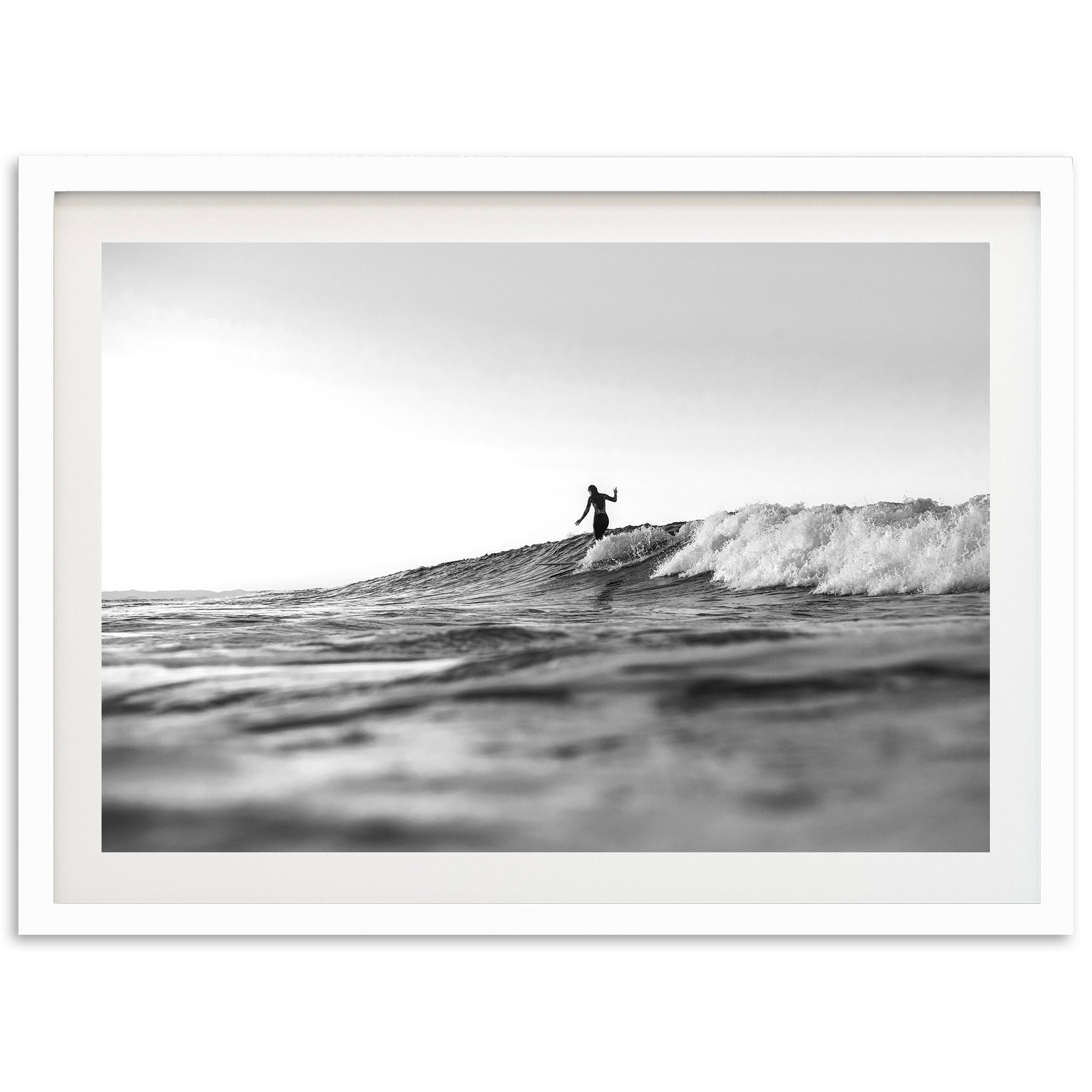 Fine Art Black and White Surf Print Ocean Longboard Beach - Etsy