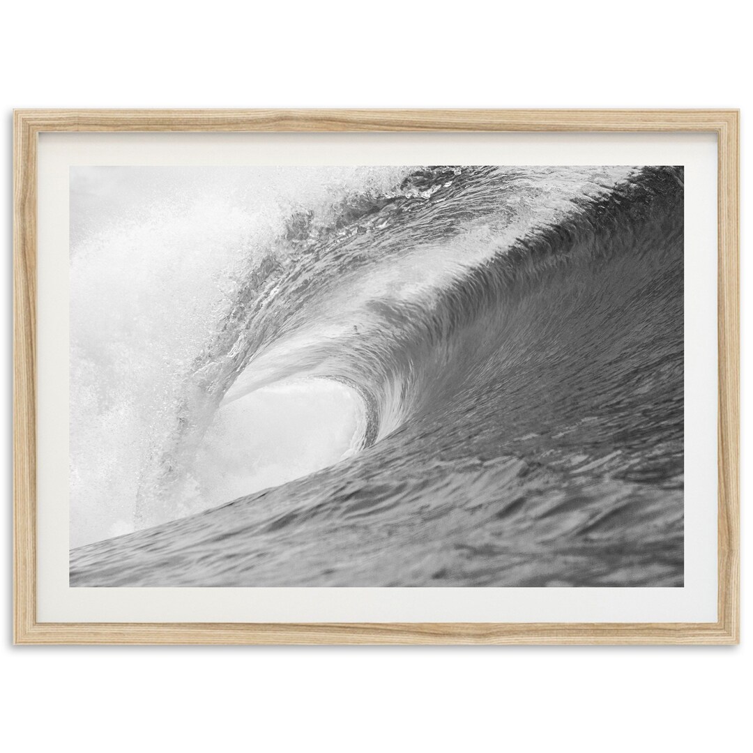 Fine Art Ocean Wave Surf Print Black and White Barrel Beach House ...