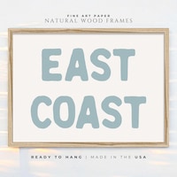 East Coast Destinations Print: Light Blue Coastal Wall Art (digital ...