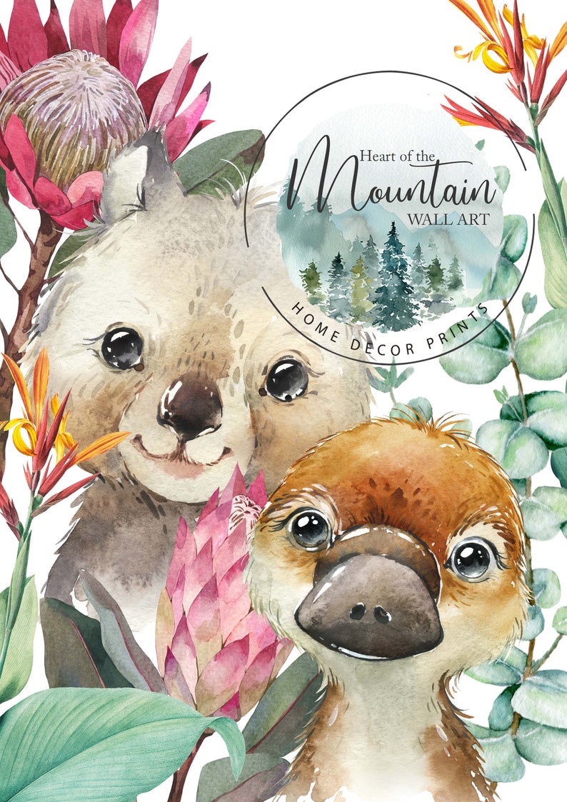 Printed Australian Animals Girls Nursery Wall Prints Printed - Etsy ...