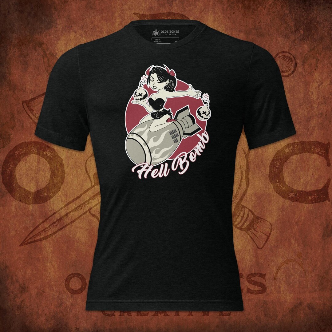 Hell Bomb Pin up T-shirt, Bomber Girl Tshirt, Rockabilly Pinup Top ...