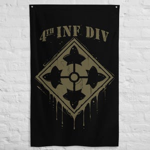 Army 4th Infantry Division Military Flag, One Sided, Military Wall ...
