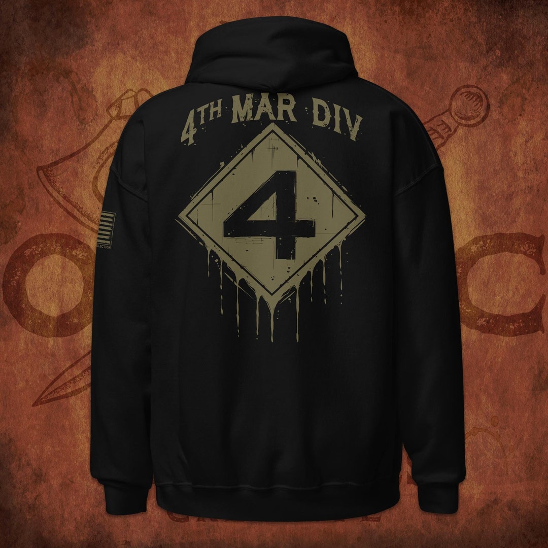 4th Marine Division Military Black Hoodie, Veteran Hoodie, Marines Gift ...