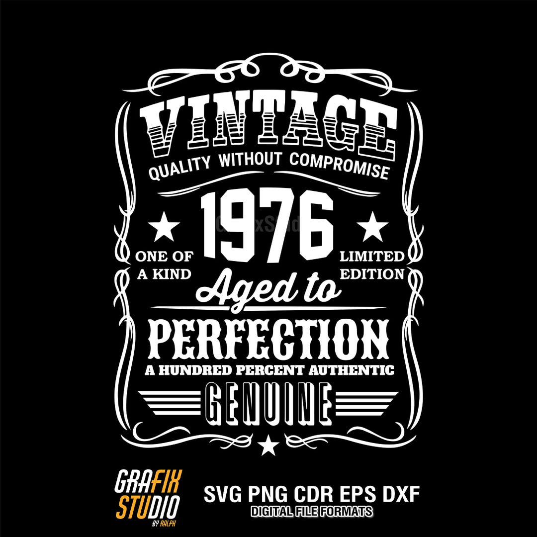 1976 Birthday SVG PNG: Vintage Aged to Perfection Design (digital ...