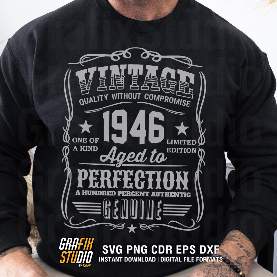 80th Birthday SVG: 1946 Vintage Design - Aged to Perfection (premium ...