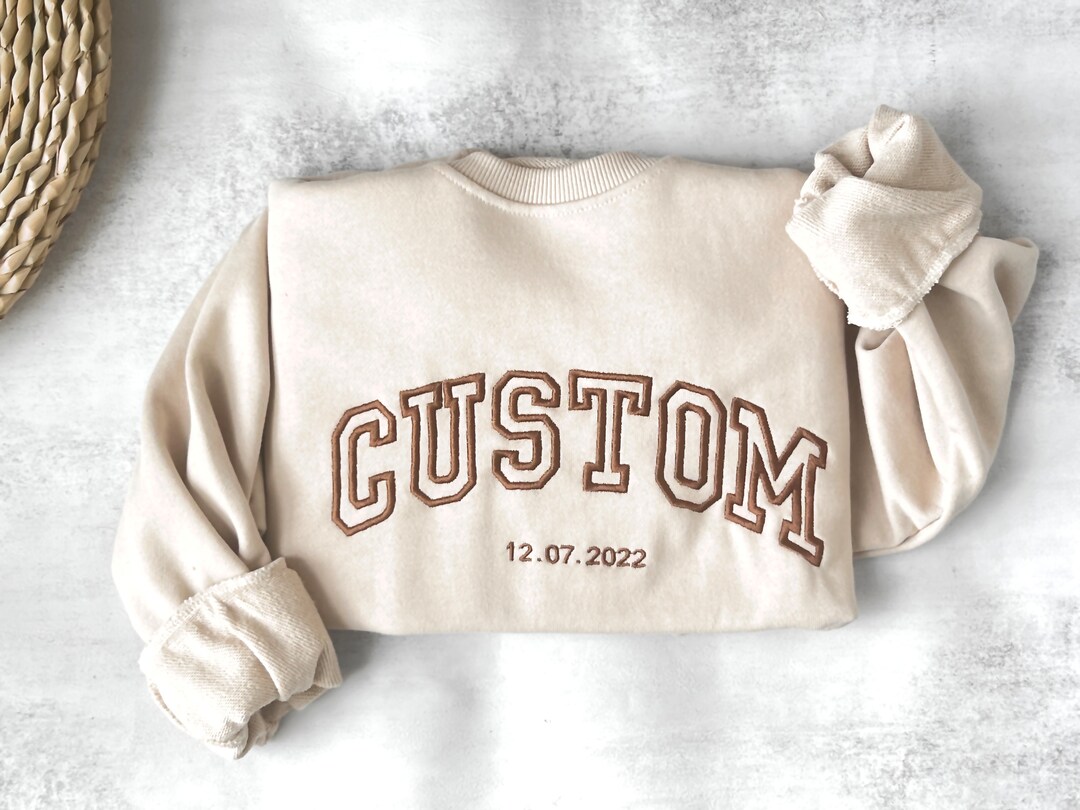 Custom Personalized Embroidered Sweatshirt Alphabet Embroidery College ...