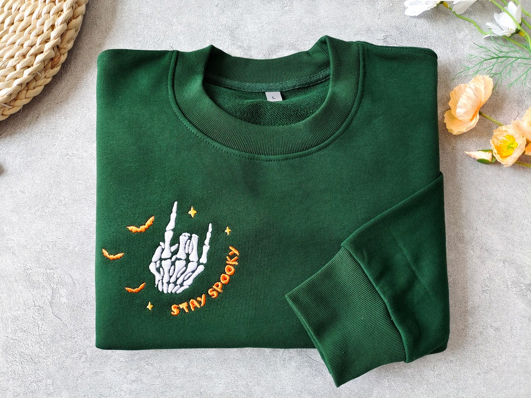 Skeleton Halloween Sweatshirt,skeleton Hand Halloween Embroidered ...