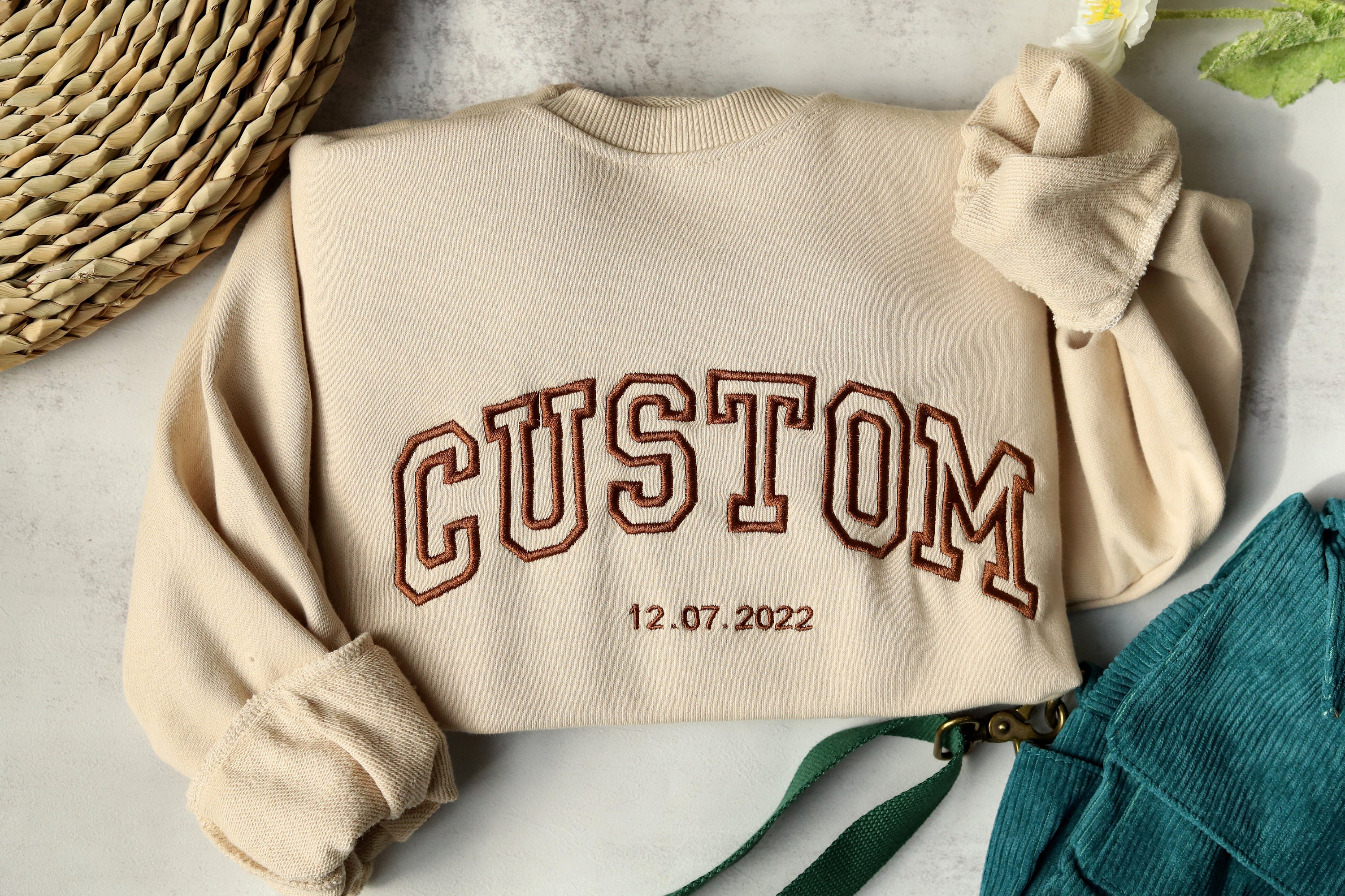 Custom Personalized Embroidered Sweatshirt Alphabet Embroidery - Etsy