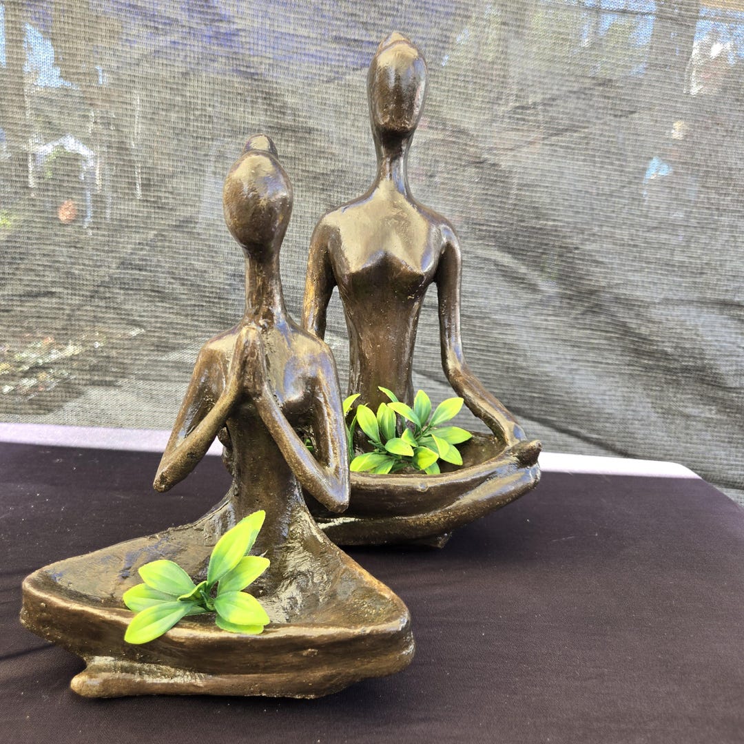 Small Ebony Yoga Girl Planter / Statue Decor - Etsy