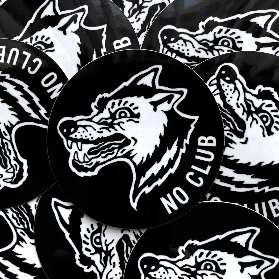 Lone Wolf, No Club, Laptop Stickers, Traditional Tattoo Flash Art ...
