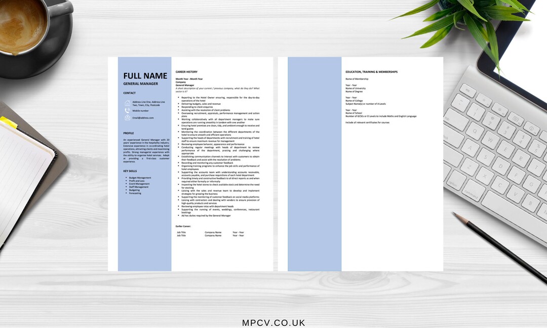 General Manager CV Template / CV Template / Resume / Word ...