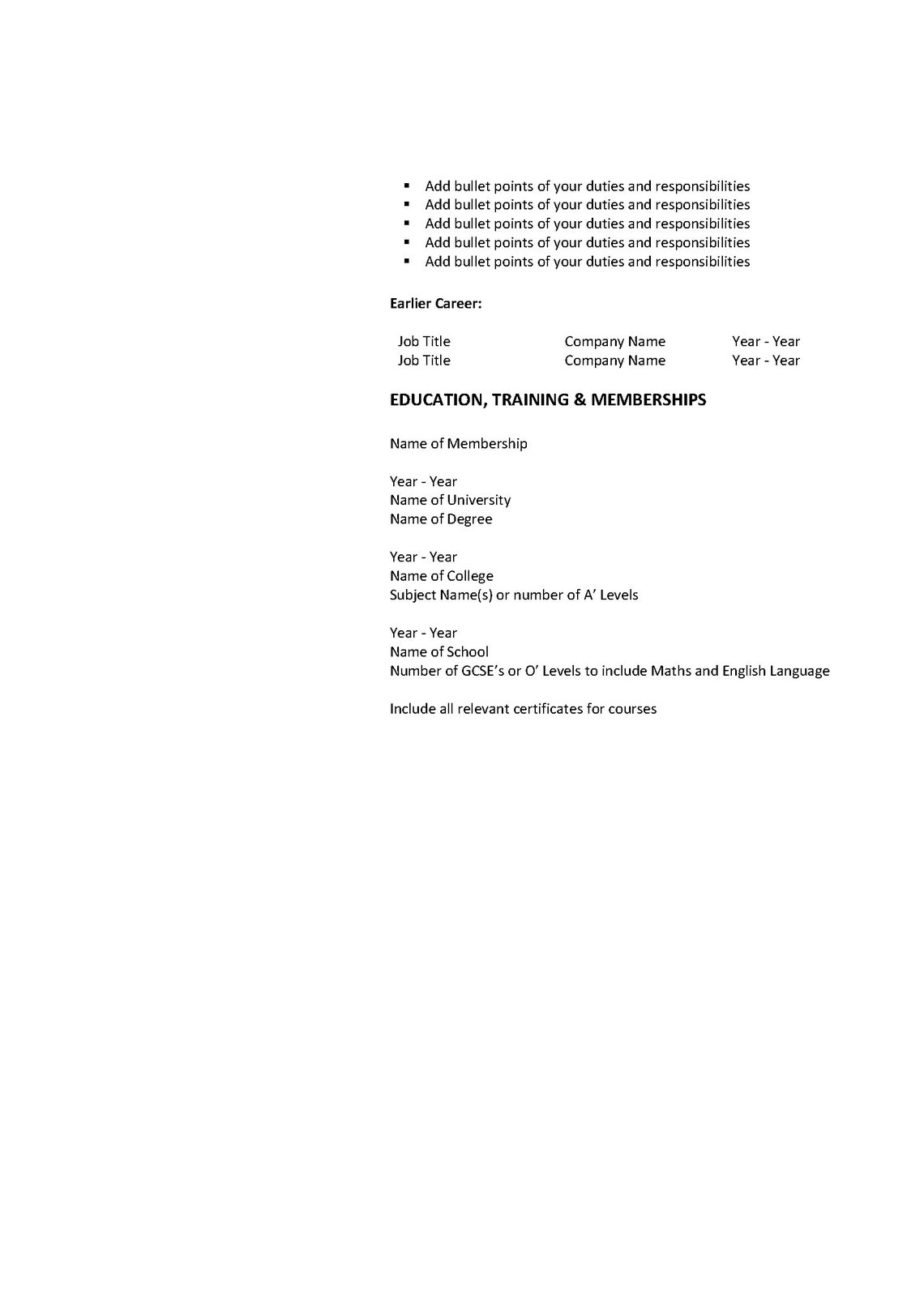 Cabin Crew CV Template / CV Template / Resume / Word / Professional ...