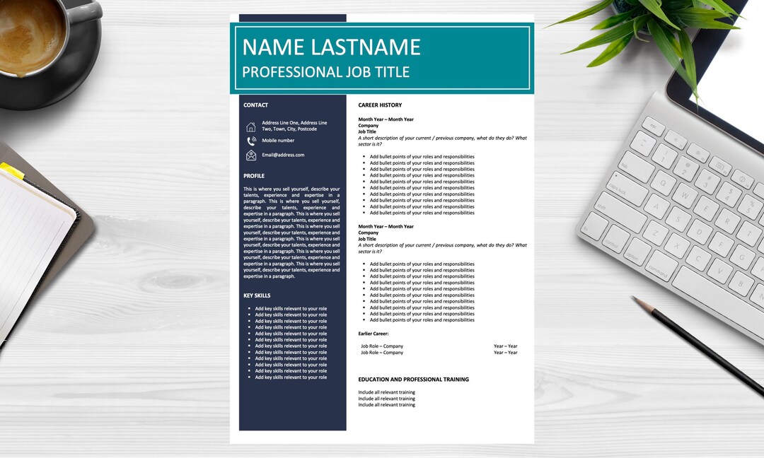 CV Template Contemporary Blue Navy / CV Template / Modern - Etsy
