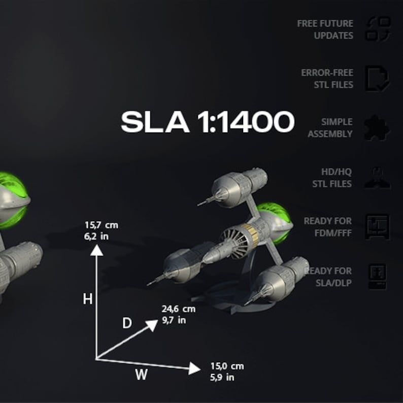Liberator Blake's 7 Ship Resin 3d Printed DIY Model Kit Various Scales ...