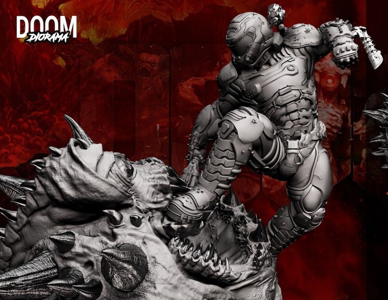 Doom Slayer Diorama Resin 3d Printed DIY Model Kit 1:10 Scale - Etsy