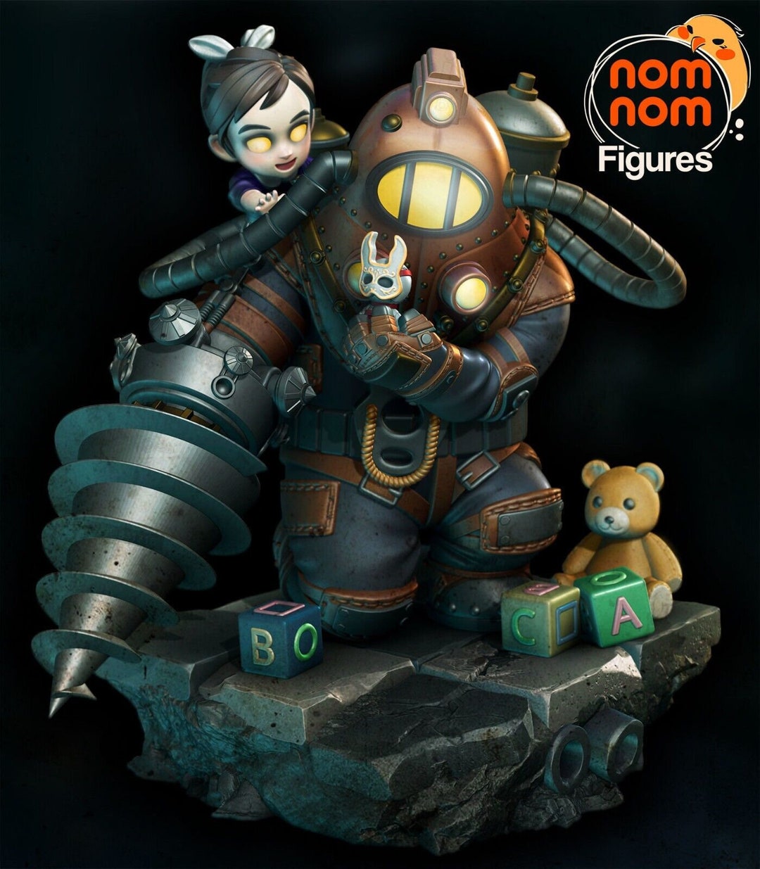 Chibi Big Daddy and Little Sister Bioshock Resin 3d Printed DIY Model ...