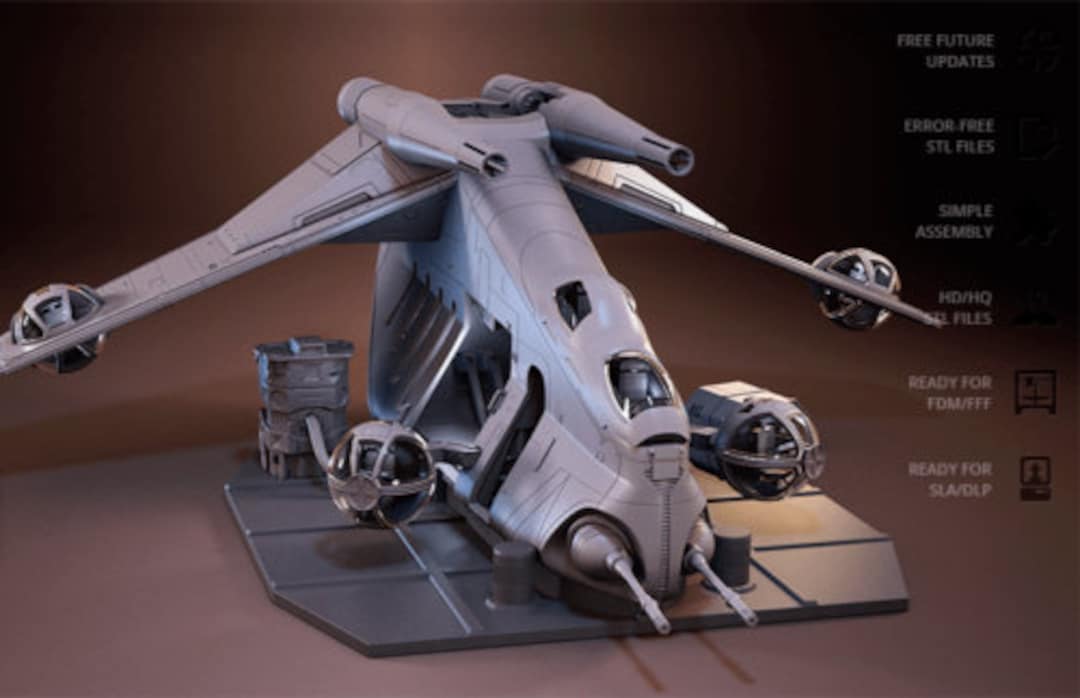 Laat/i Gunship Star Wars Clone Wars Resin 3d Printed DIY Model Kit 1:68 ...