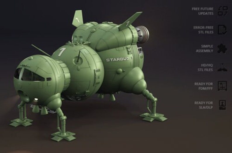 Starbug Red Dwarf Space Ship Resin 3d Printed DIY Model Kit Various ...