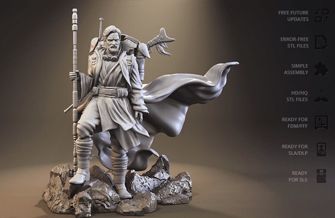 Obi-wan Kenobi Star Wars Resin 3d Printed DIY Model Kit Figure - Etsy