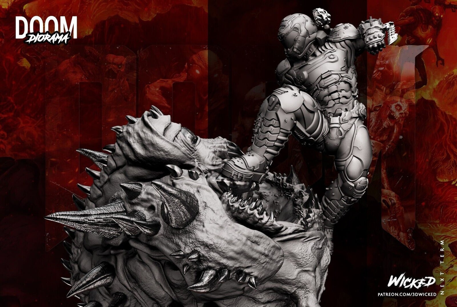 Doom Slayer Diorama Resin 3d Printed DIY Model Kit 1:10 Scale - Etsy UK