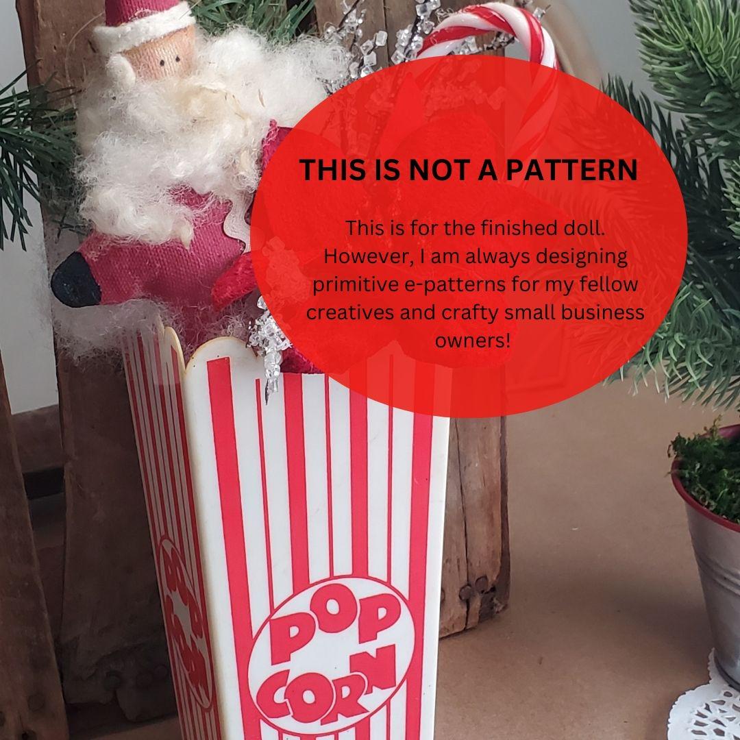 Primitive Santa in a POPCORN Box With Vintage Goodies - Original Design ...