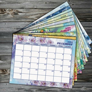 2023 Watercolor Flowers Digital Calendar Printable - Etsy