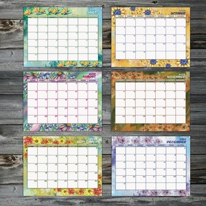 2023 Watercolor Flowers Digital Calendar Printable - Etsy