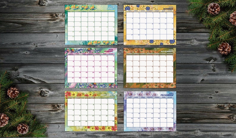 2023 Watercolor Flowers Digital Calendar Printable - Etsy