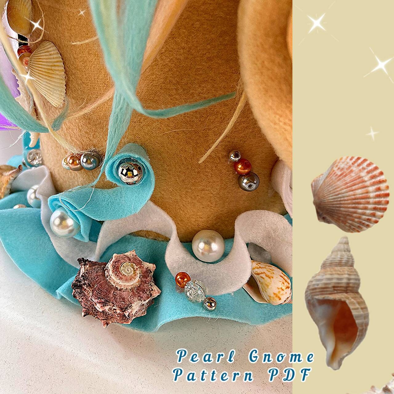 Pattern Pdf Scandinavian Pearl Gnome Sea Gnome Gnome With Seashells ...