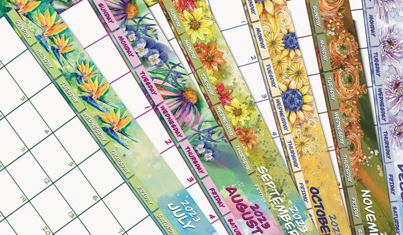2023 Watercolor Flowers Digital Calendar Printable - Etsy