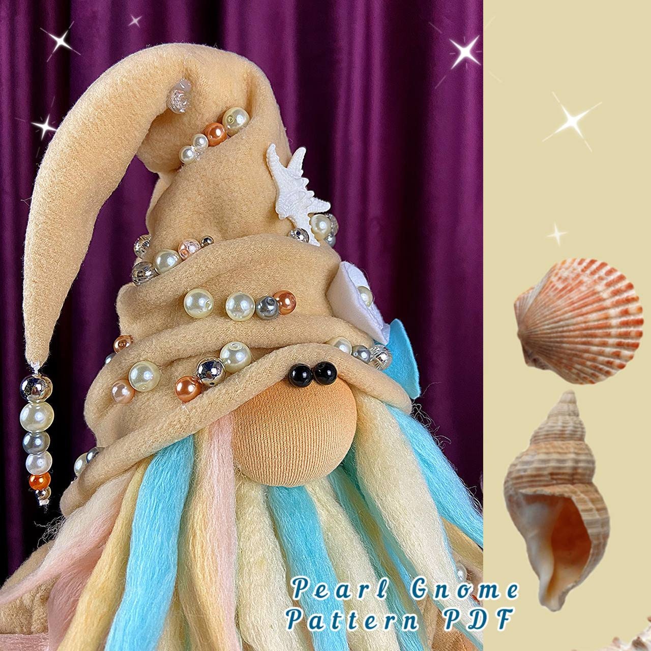 Pattern Pdf Scandinavian Pearl Gnome Sea Gnome Gnome With Seashells ...
