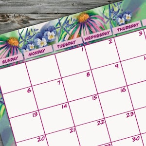 2023 Watercolor Flowers Digital Calendar Printable - Etsy