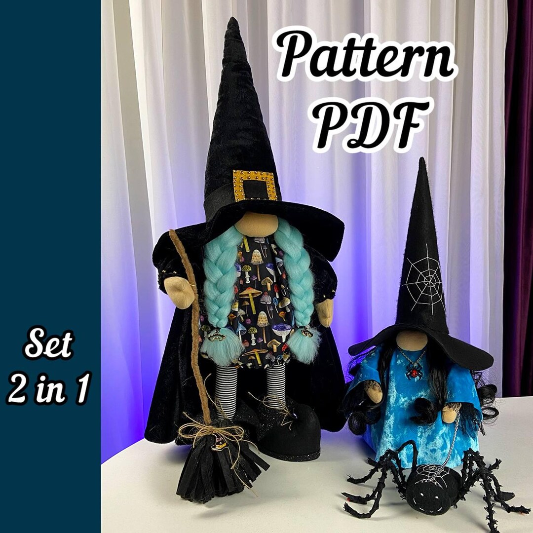 Set 2 Patterns Pdf for Scandinavian Gnomes: Gnome Witch With Spider ...