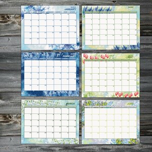 2023 Watercolor Flowers Digital Calendar Printable - Etsy