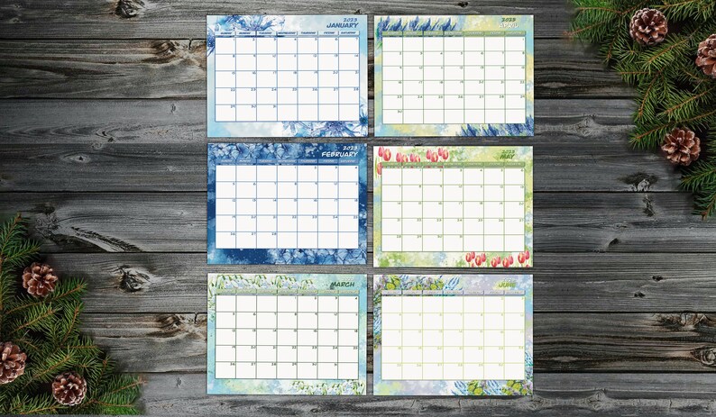 2023 Watercolor Flowers Digital Calendar Printable - Etsy