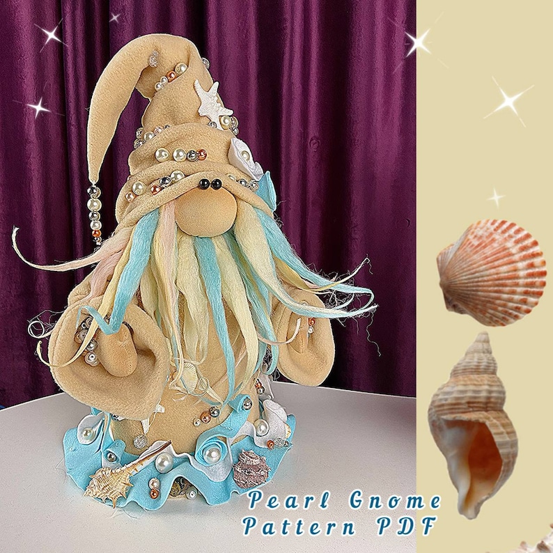 Pattern Pdf Scandinavian Pearl Gnome Sea Gnome Gnome With Seashells ...