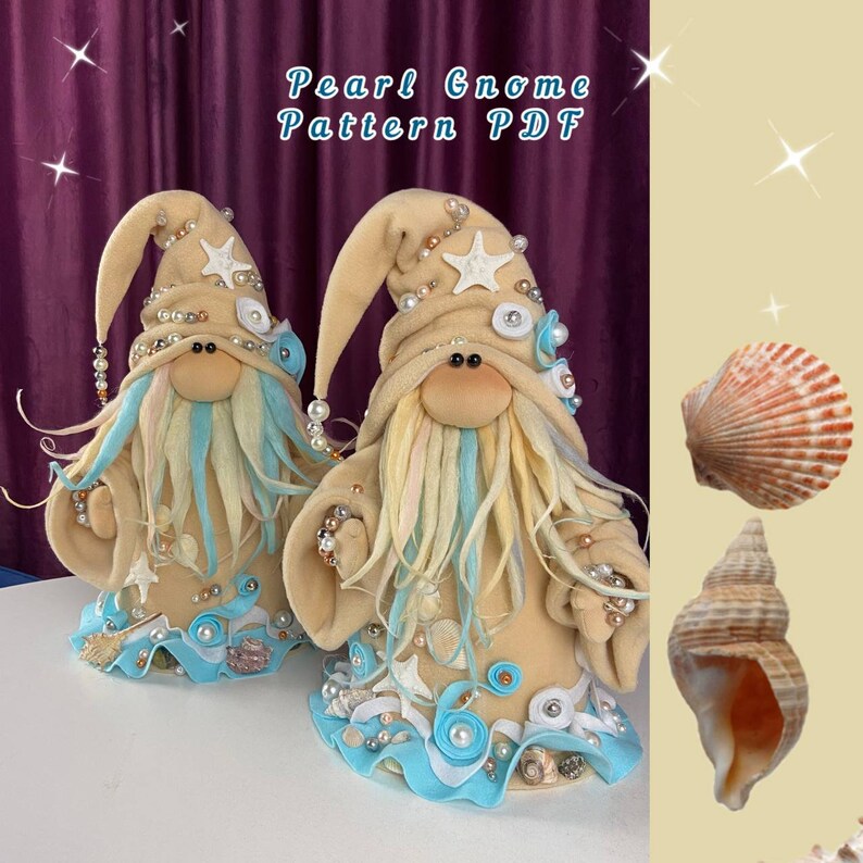 Pattern Pdf Scandinavian Pearl Gnome Sea Gnome Gnome With Seashells ...