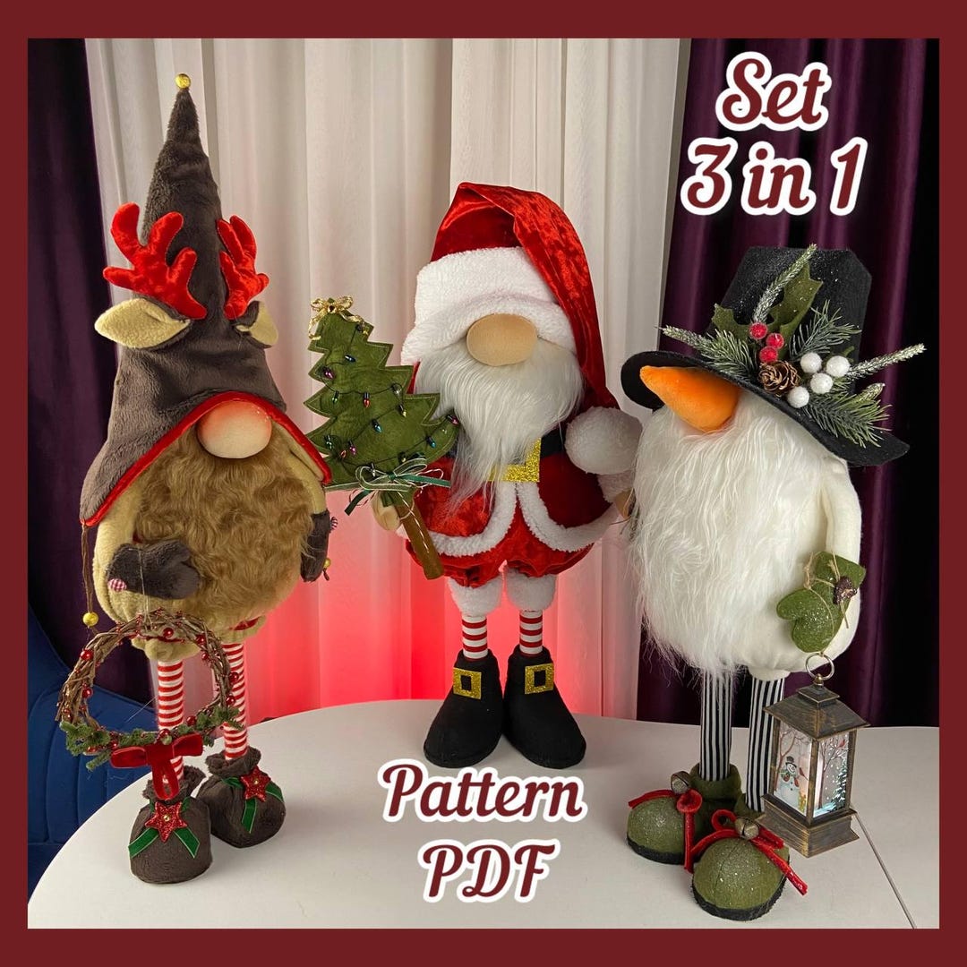 Set 3 Christmas Patterns Pdf for Scandinavian Gnome: Big Santa ...
