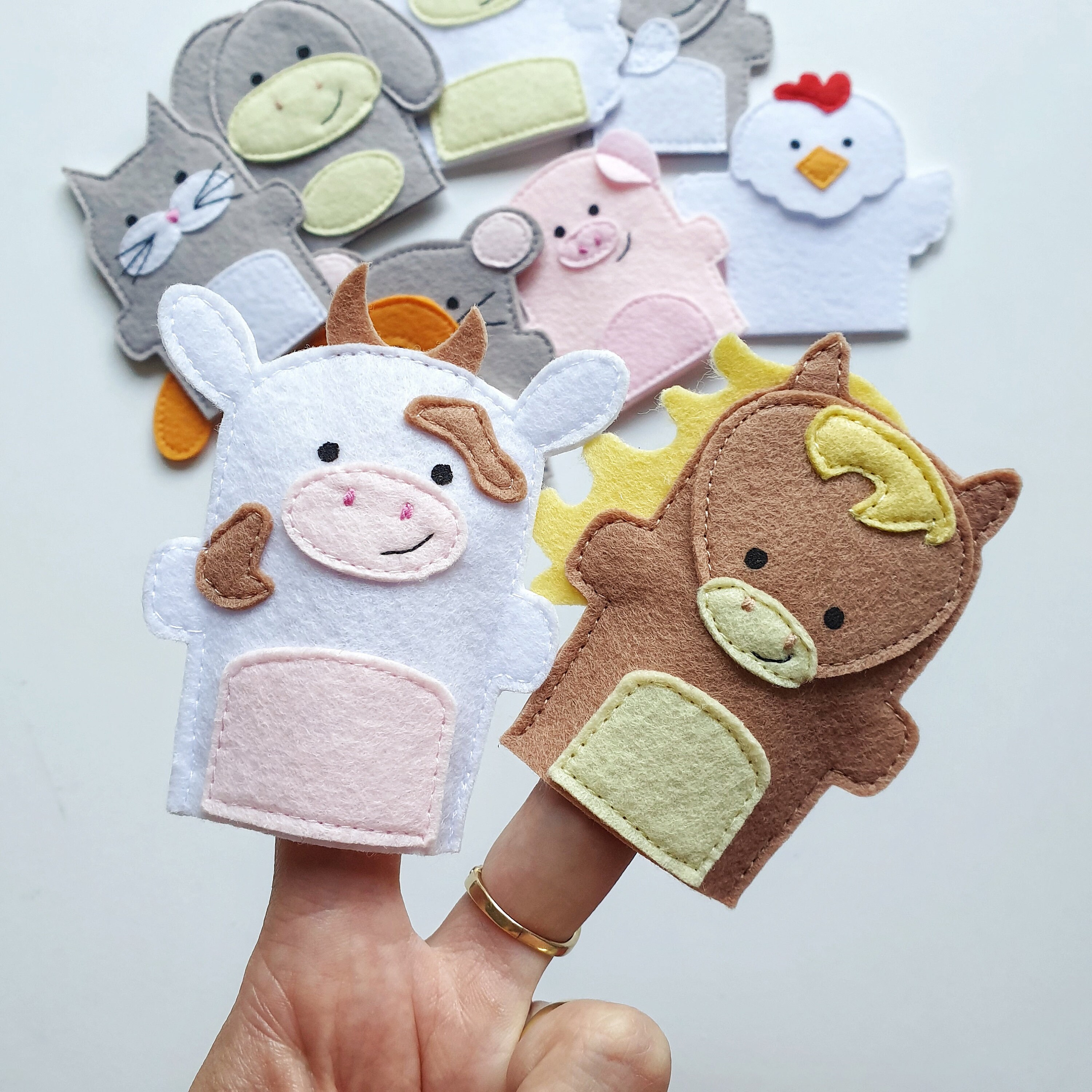 Farm Animals Finger Puppets Finger Puppets Set Montessori | Etsy