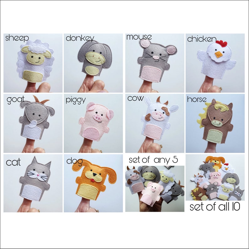 Farm Animals Finger Puppets Finger Puppets Set Montessori - Etsy