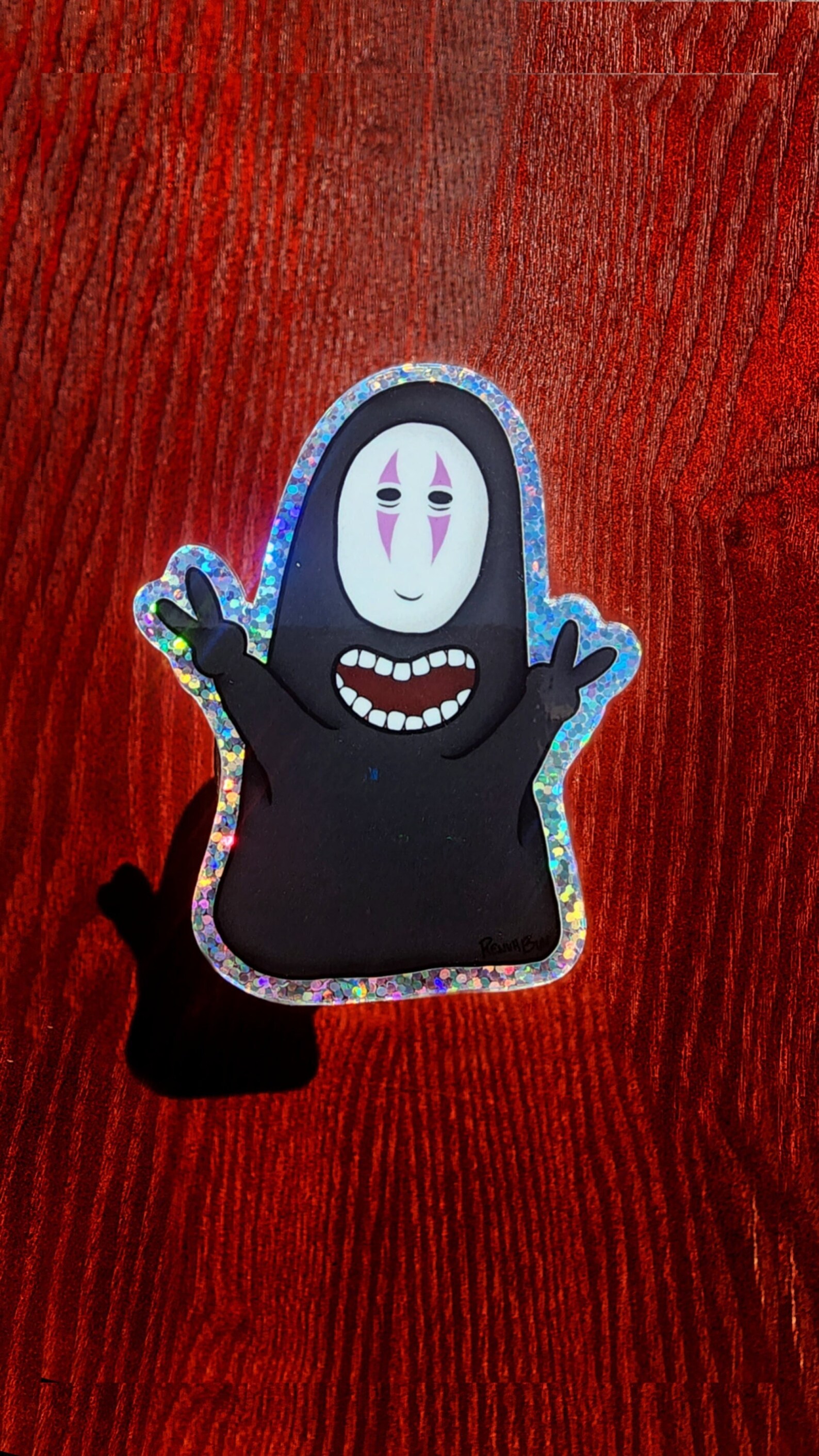 Glitter No Face Sticker | Heavy Duty & Waterproof | Kawaii No Face W ...