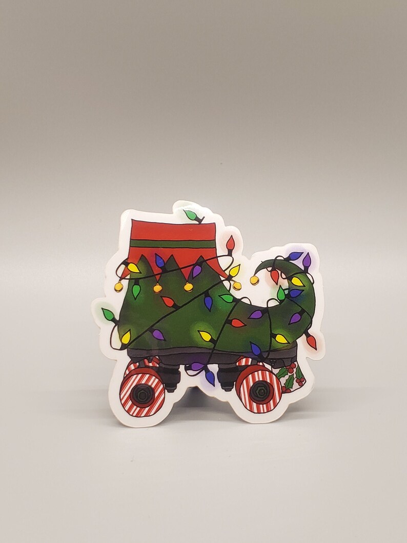 Elf Shoe Roller Skate With Christmas Lights - Transparent Sticker - Etsy