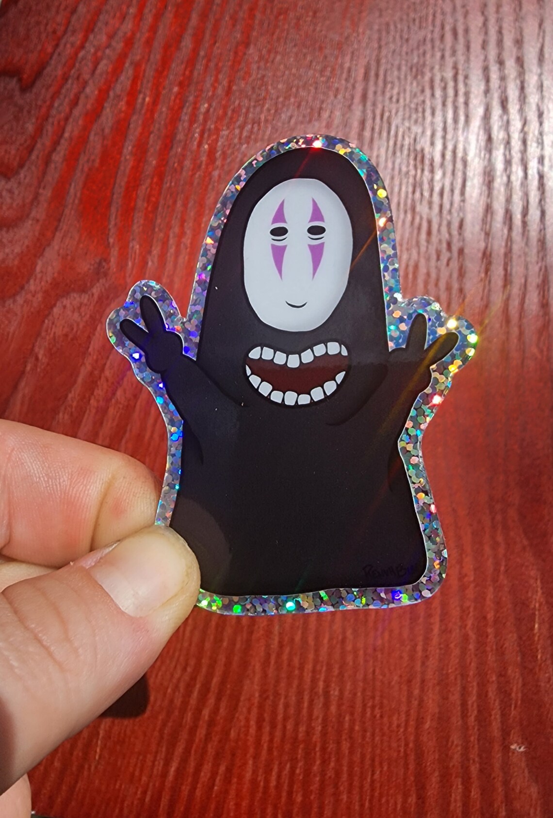 Glitter No Face Sticker | Heavy Duty & Waterproof | Kawaii No Face W ...