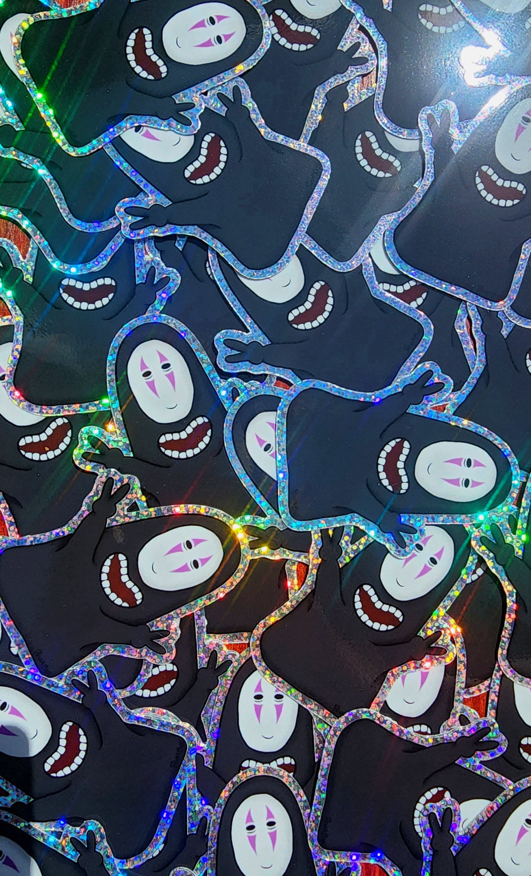 Glitter No Face Sticker | Heavy Duty & Waterproof | Kawaii No Face W ...