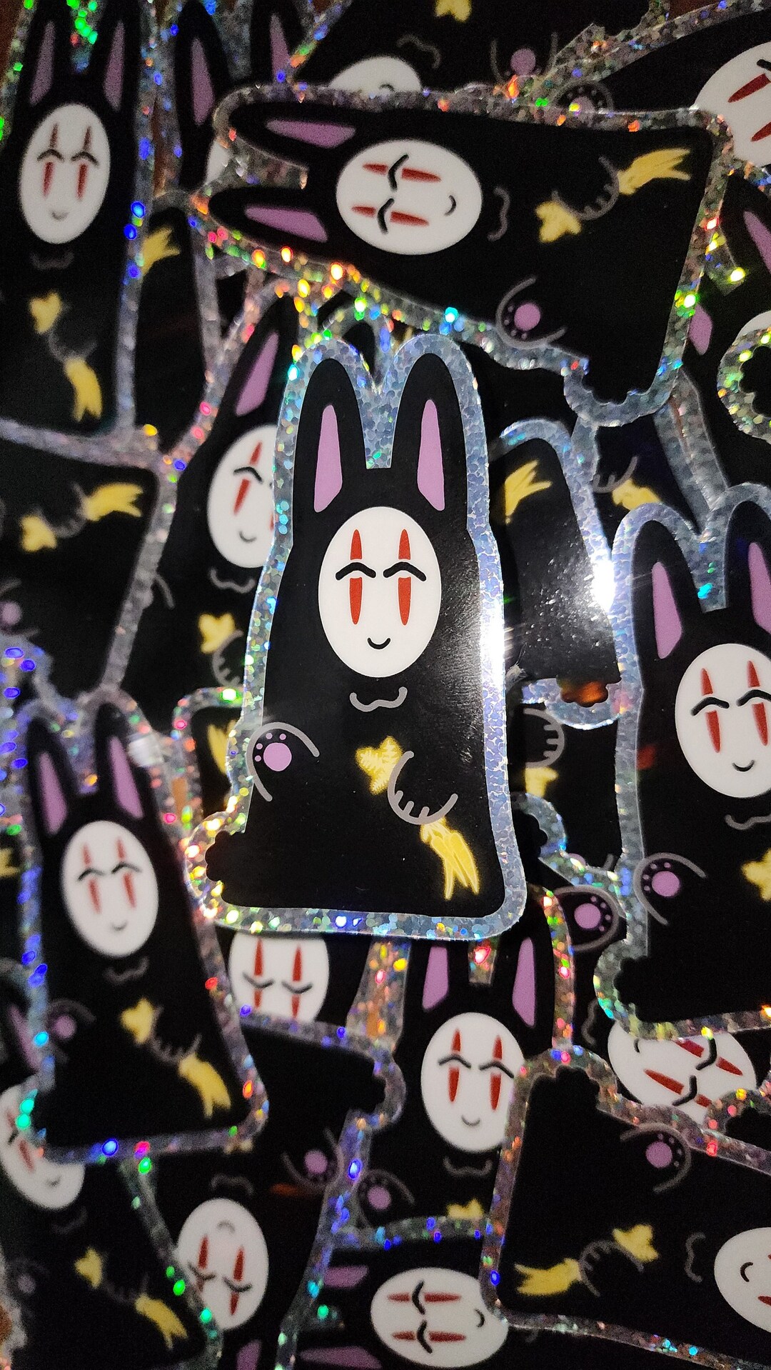 Bunny No Face Sticker | Holographic Glitter Sticker | Waterproof and UV ...