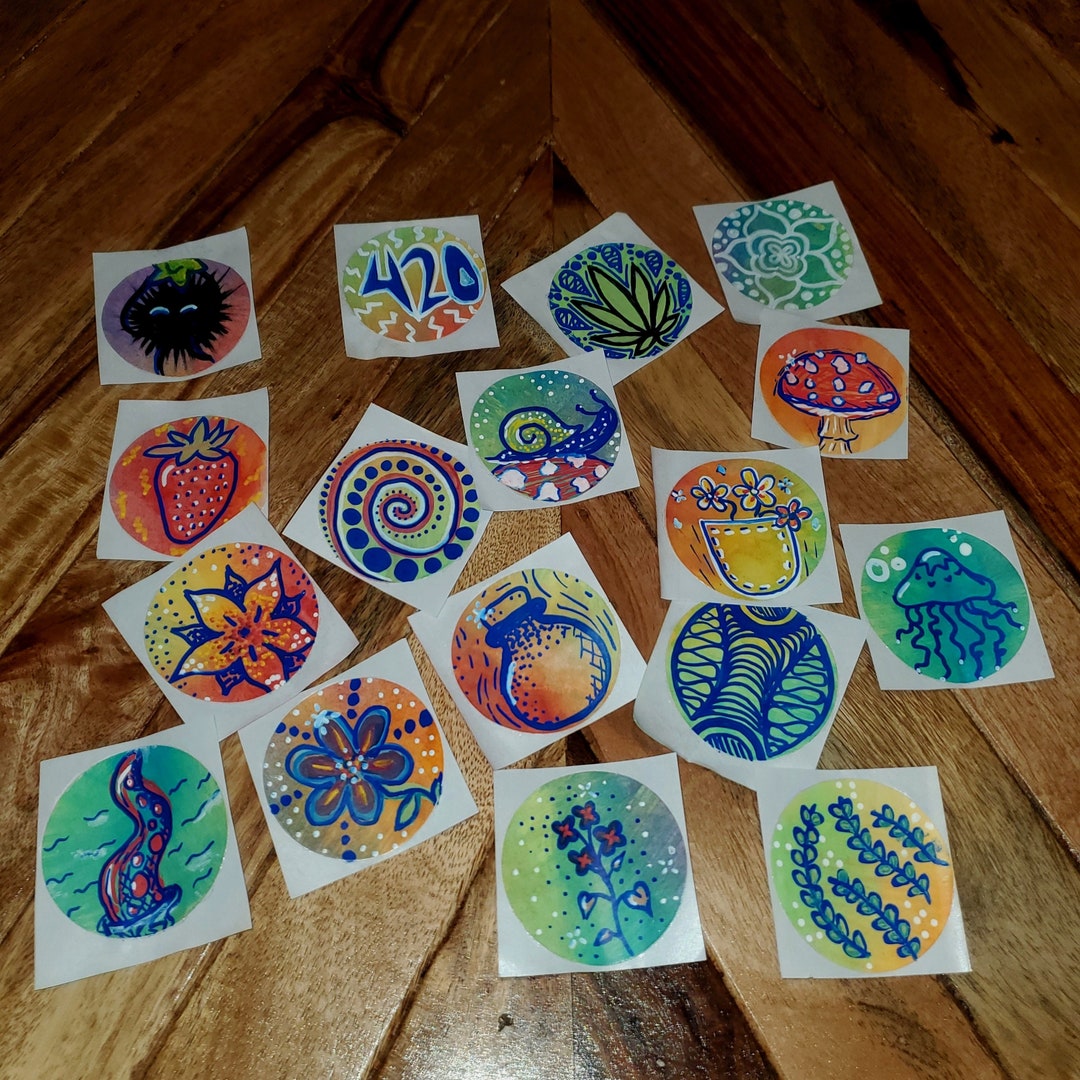 Hand Drawn Stickers | 2 Inch Circle Sticker Collection, 17 Different ...