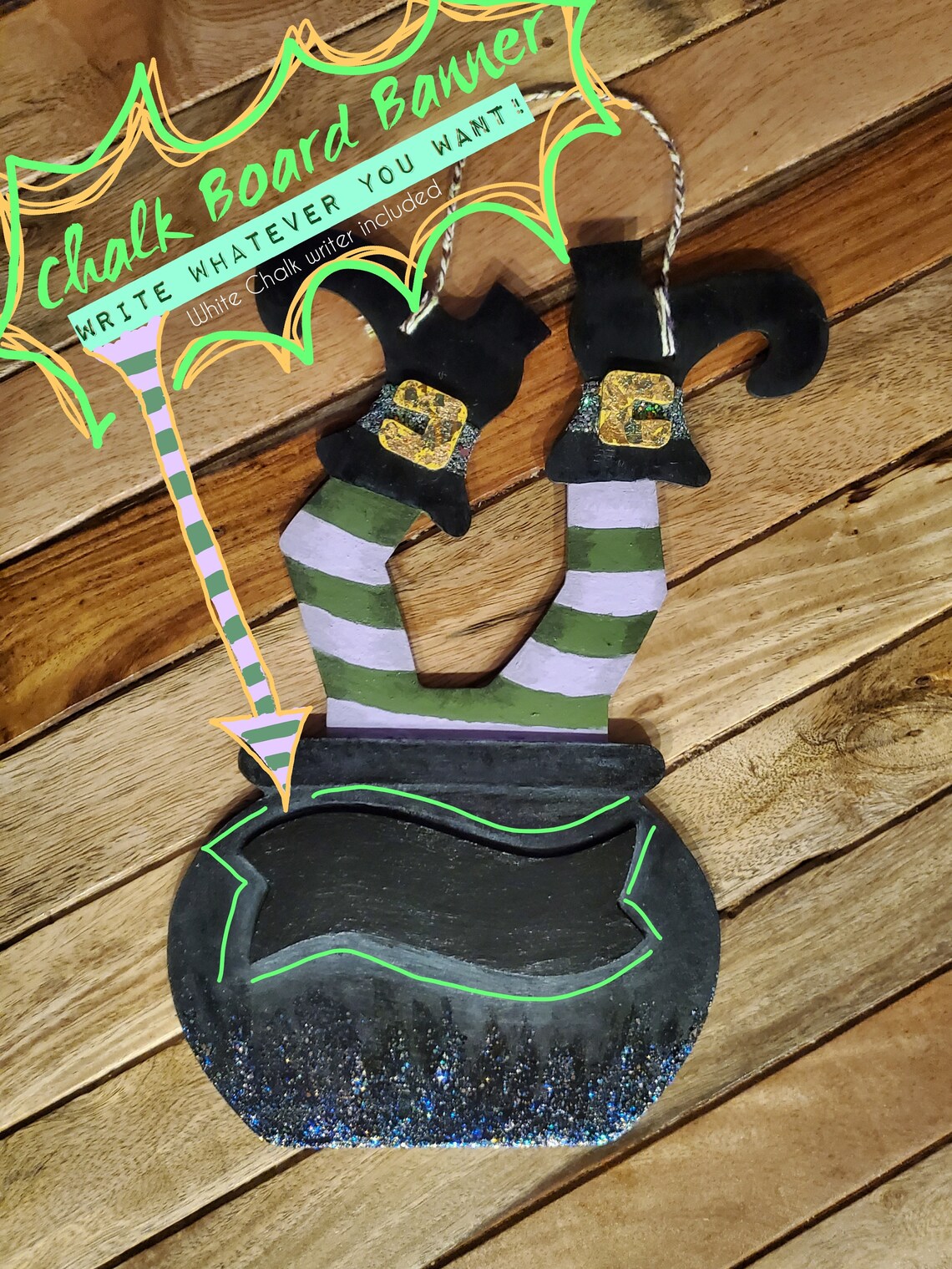 The Witch Fell Into Her Cauldron! | Chalk Board Ribbon on Cauldron ...
