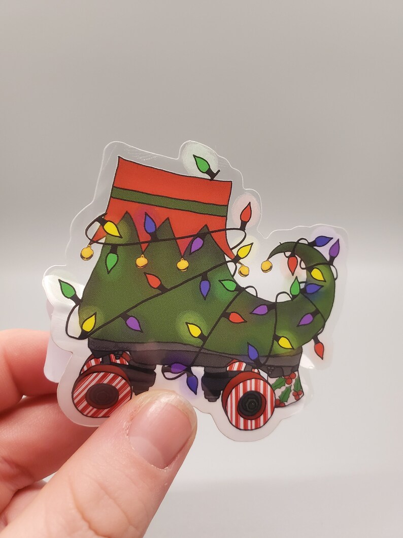 Elf Shoe Roller Skate With Christmas Lights - Transparent Sticker - Etsy